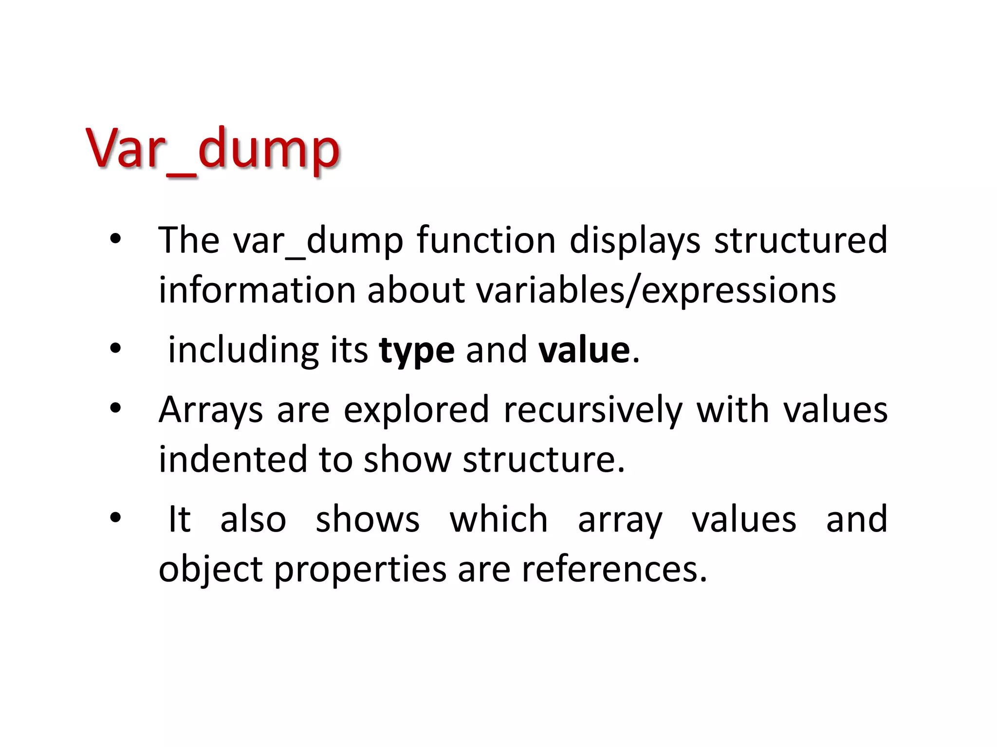 Vardump And Printr In Php Ppt