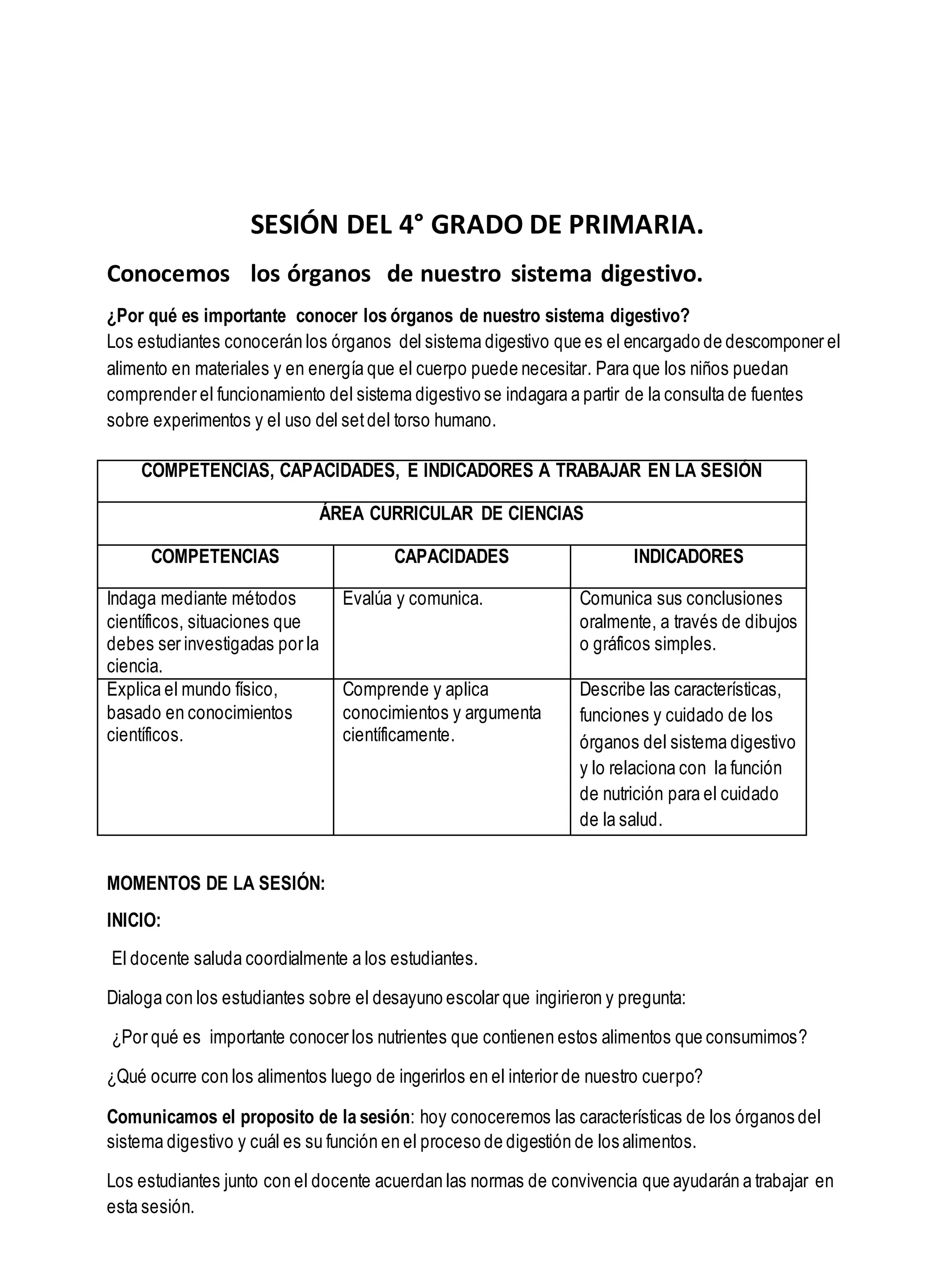 4° grado ciencia | DOCX