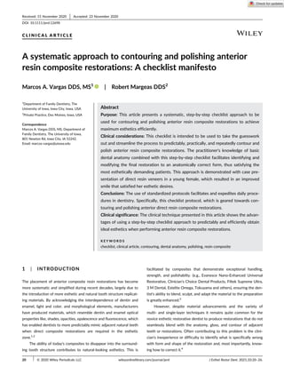 A Systematic Approach to contouring and polishing anterior resin ...