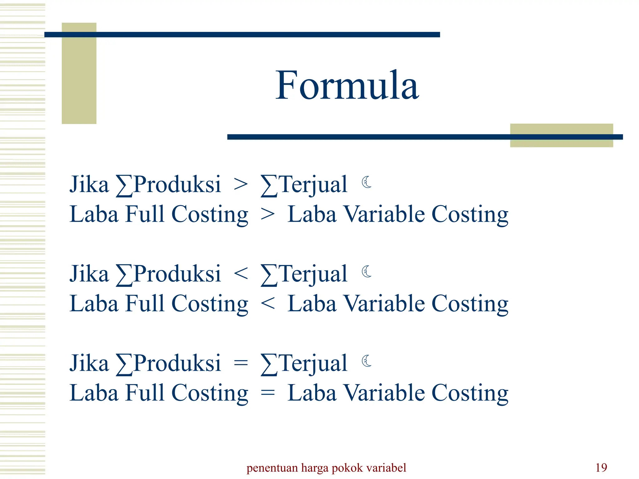 perbedaan full costing dan variabel costing beserta contoh kasus | PPTX