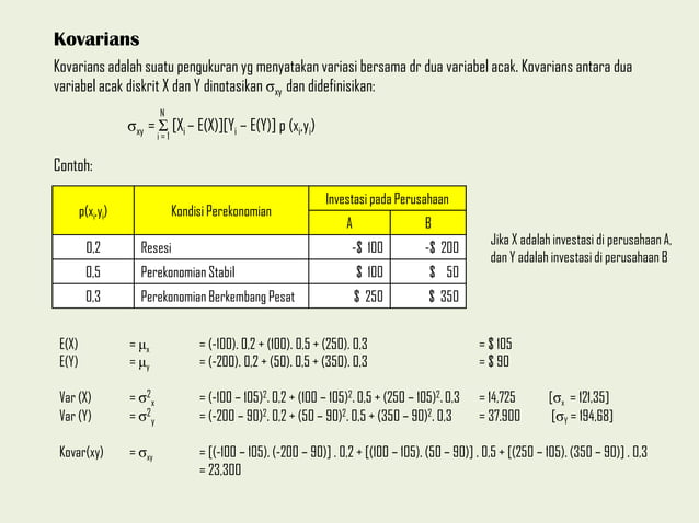 Variabel acak dan nilai harapan (Statistik Ekonomi II) | PPTX