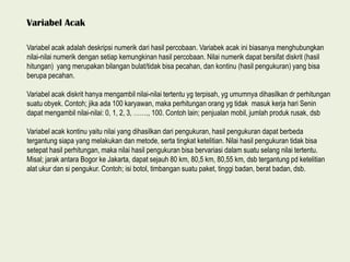 Variabel acak dan nilai harapan (Statistik Ekonomi II) | PPTX