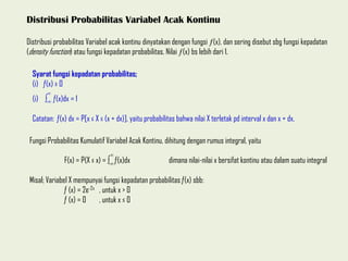 Variabel acak dan nilai harapan (Statistik Ekonomi II) | PPTX