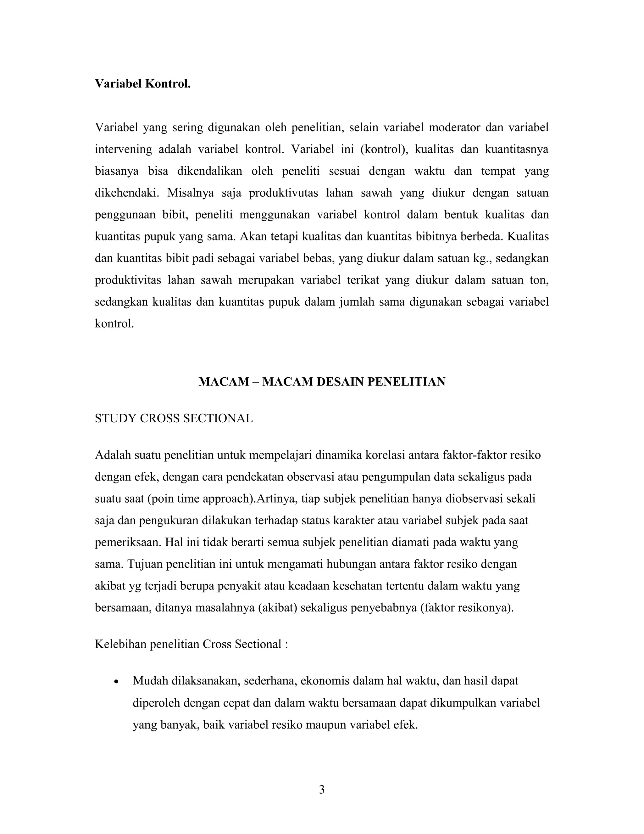 Variabel dan desain penelitian | DOC