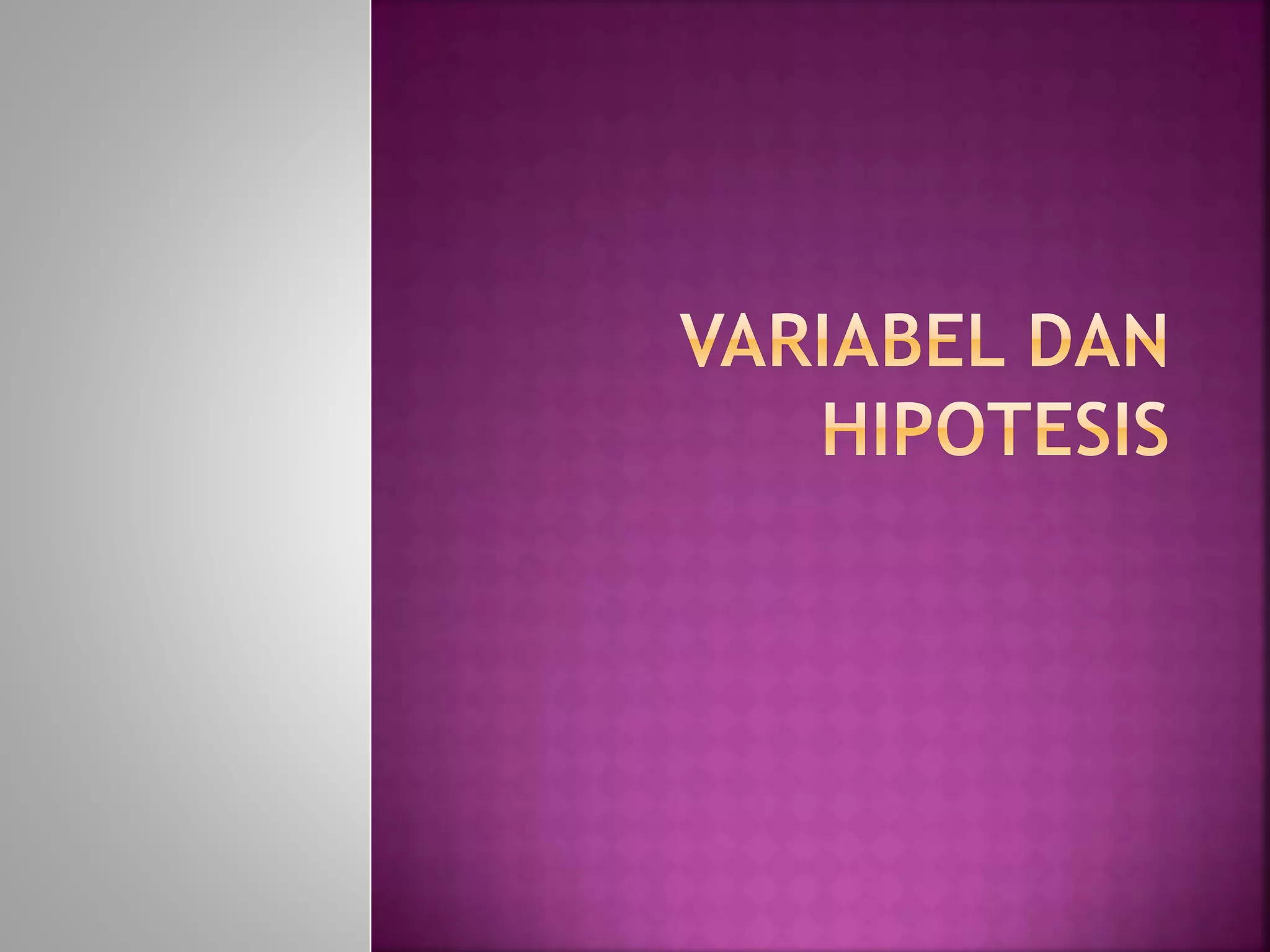 PPT Variabel dan hipotesis | PPTX
