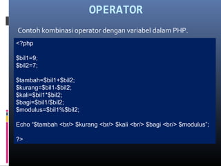 Variabel dan Operator PHP | PPT