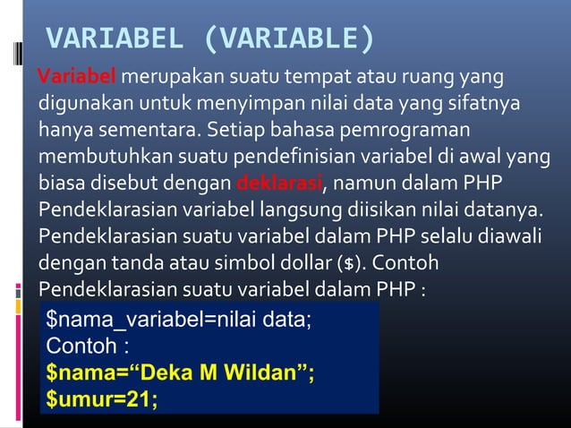 Variabel dan Operator PHP | PPT