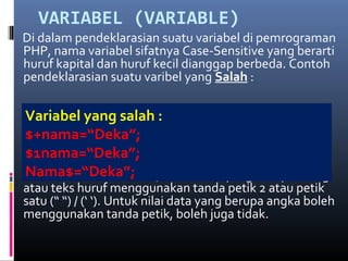 Variabel dan Operator PHP | PPT