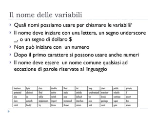 Variabili Java | PPT