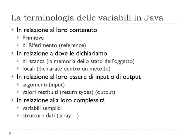 Variabili Java | PPT