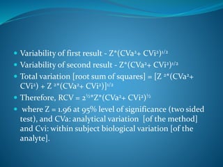 Variability of clinical chemistry laboratory results | PPT