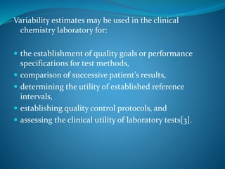 Variability of clinical chemistry laboratory results | PPT