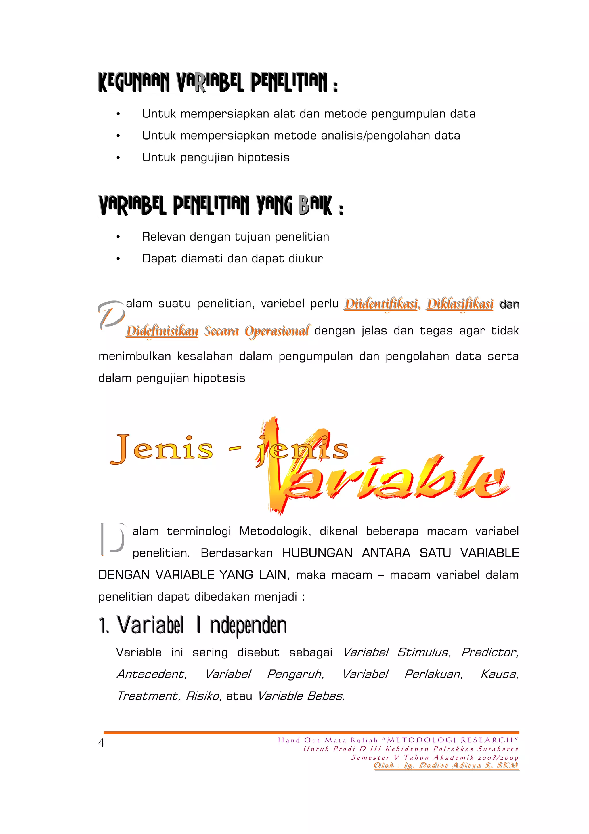 Variable penelitian-dan-definisi-operasional-variable2 | PDF