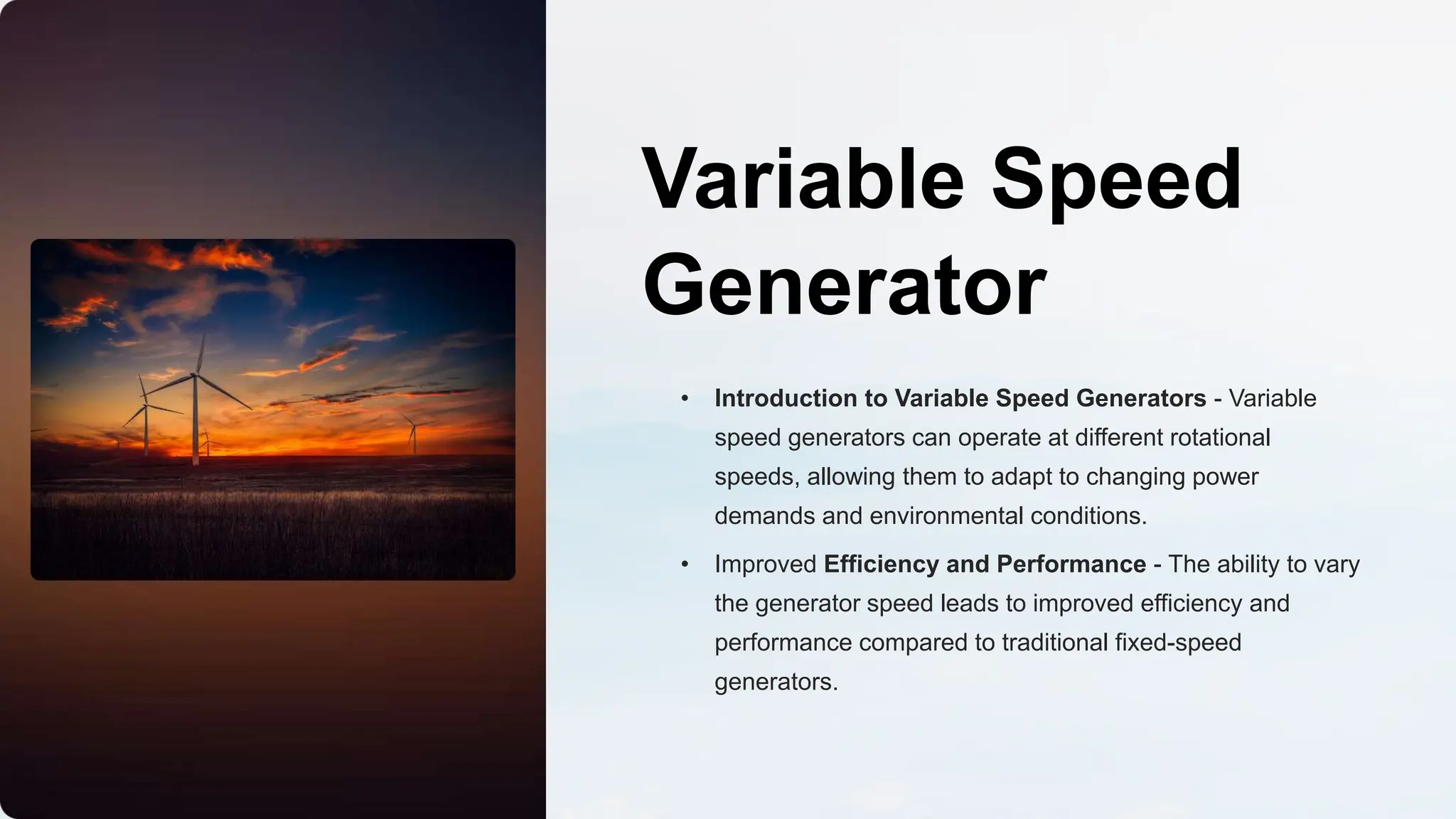 Variable Speed Generator Under The Wind Electric Generator Pptx Gas