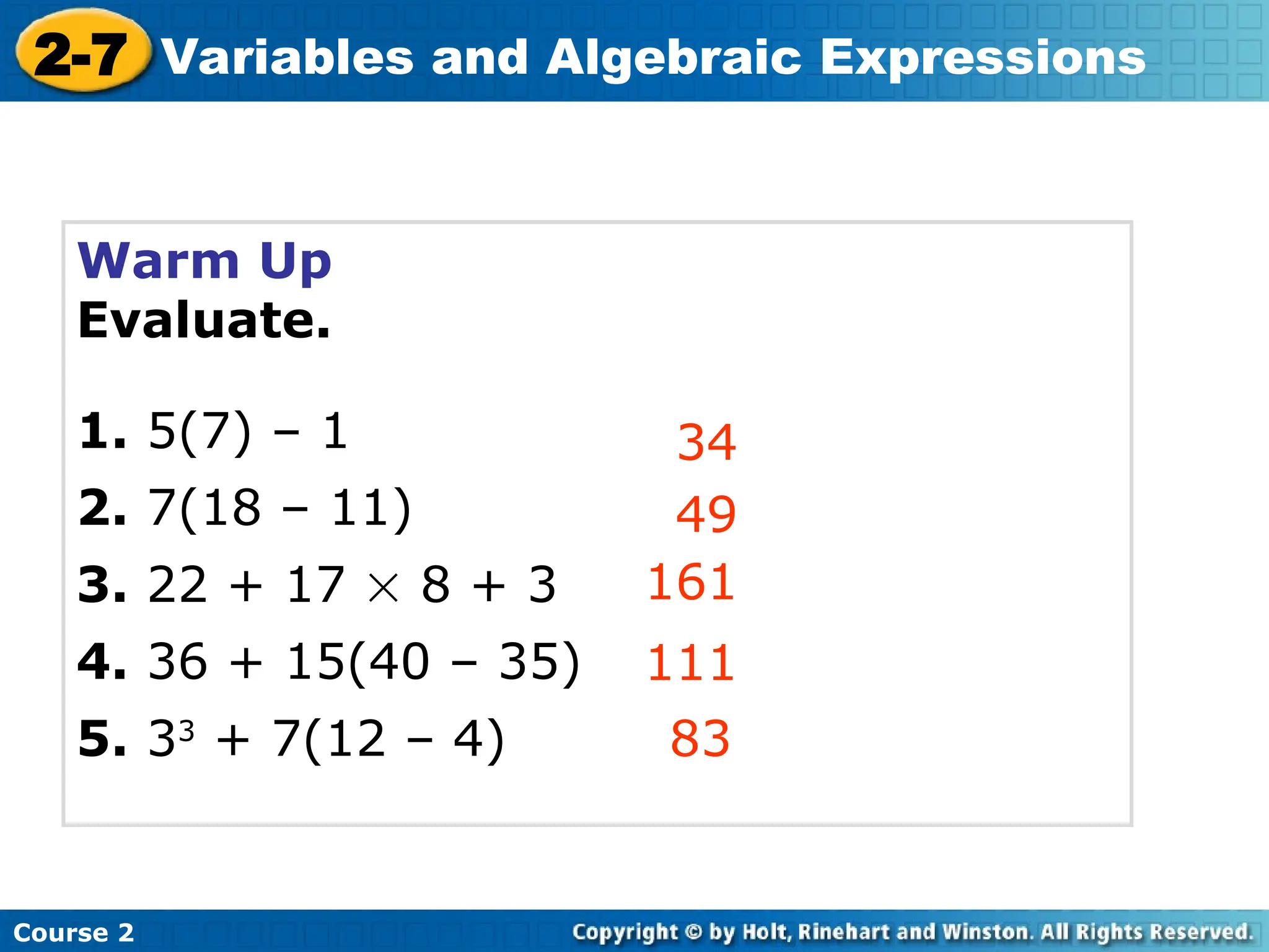 Lesson Variable and Algebraic Expressions.ppt