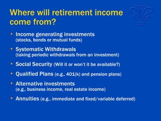 Variable Annuities In Retirement | PPT