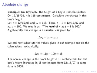 Variable, absolute change, percent change | PDF