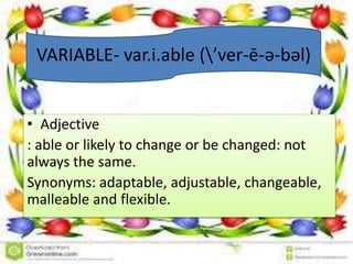 Variable competence model(Filipino 203)Introduction to Descriptive ...