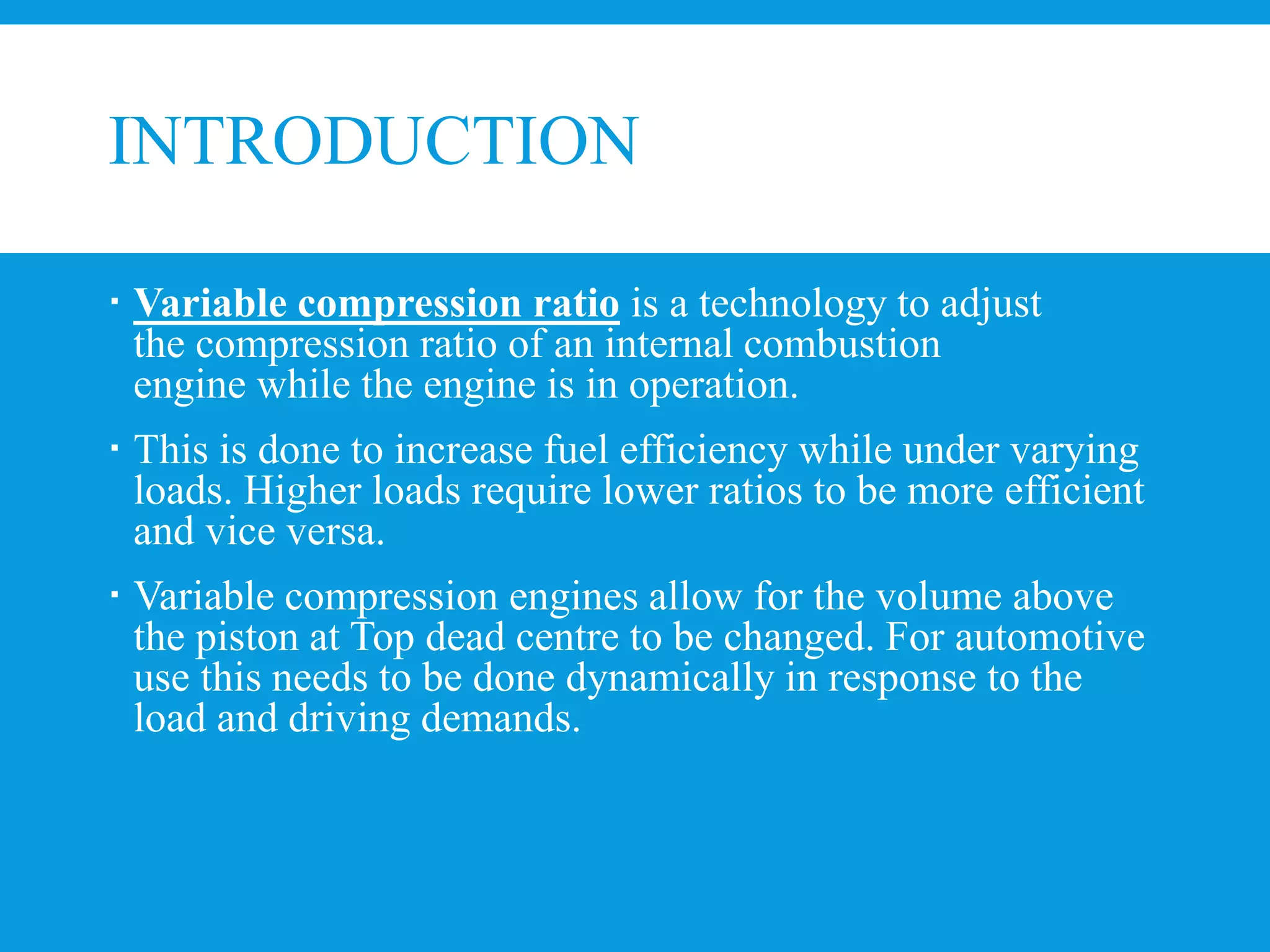 Variable Compression Ratio of Engine | PPTX