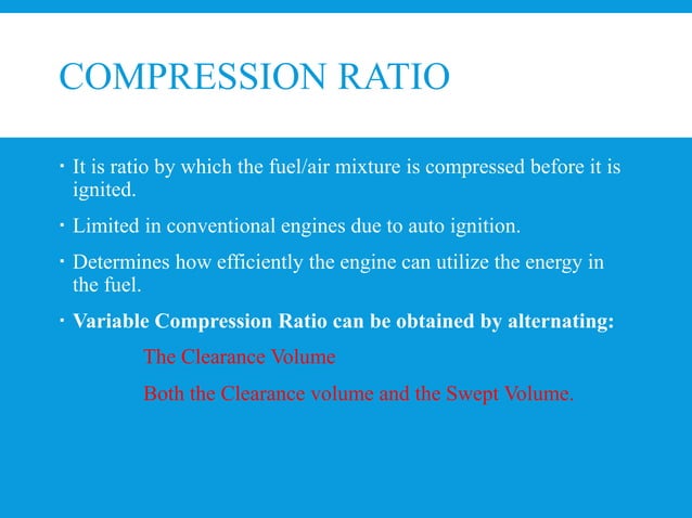 Variable Compression Ratio of Engine | PPTX