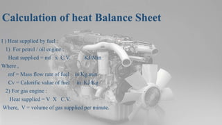 Variable compression ratio and heat balance sheet | PPTX