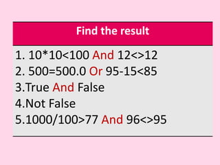 Variable, constant, operators and control statement | PPTX