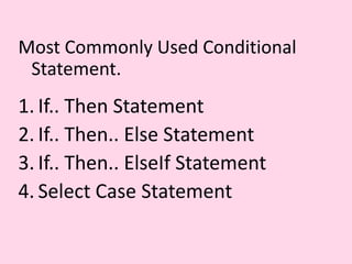 Variable, constant, operators and control statement | PPTX