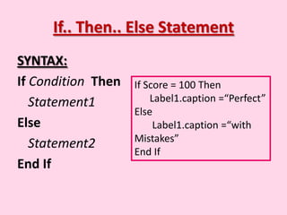 Variable, constant, operators and control statement | PPTX