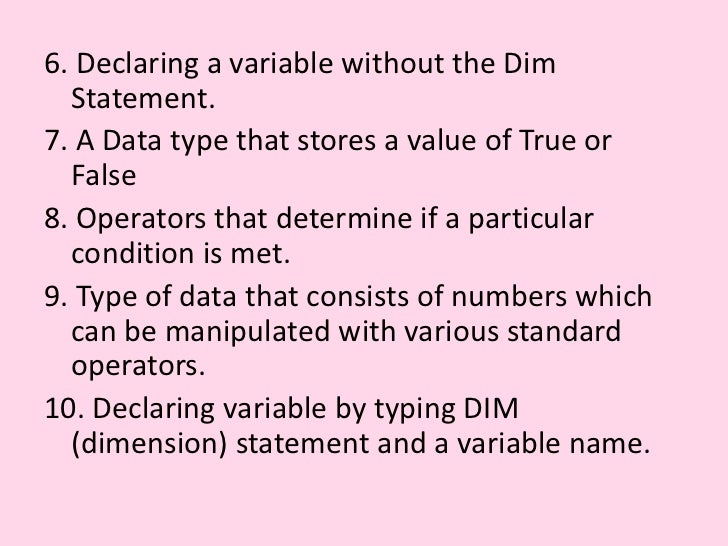 Variable Constant Operators And Control Statement