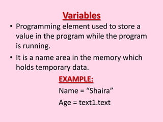 Variable, constant, operators and control statement | PPTX