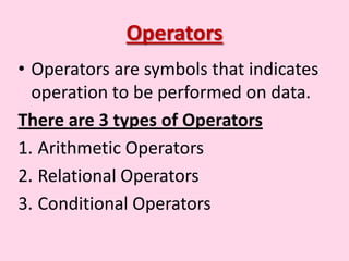 Variable, constant, operators and control statement | PPTX