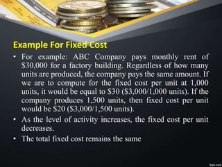Fixed & variable cost | PPTX