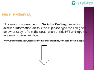 Variable Costing | Accounting | PPT