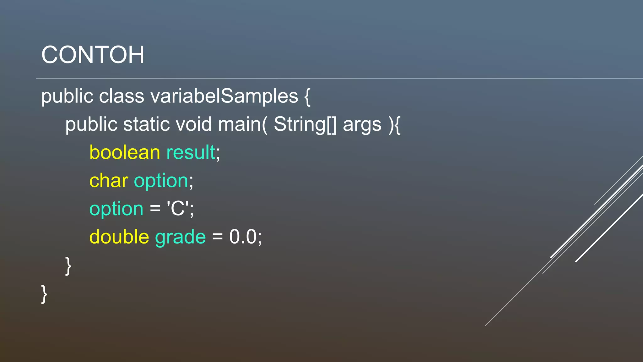 Variable, deklarasi dan inisialisasi | PPTX