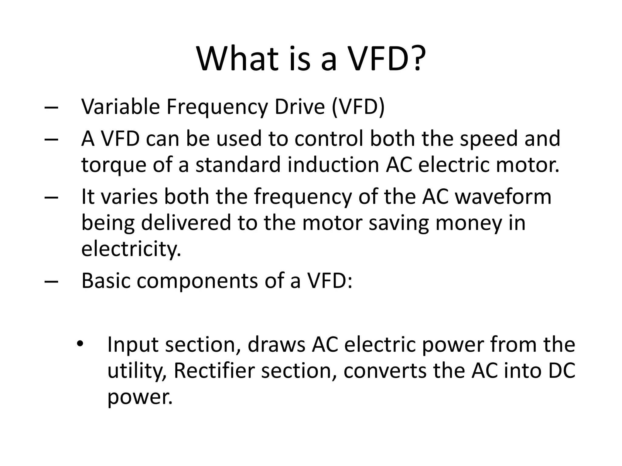 Variable frequency drive and variable frequency control | PPTX