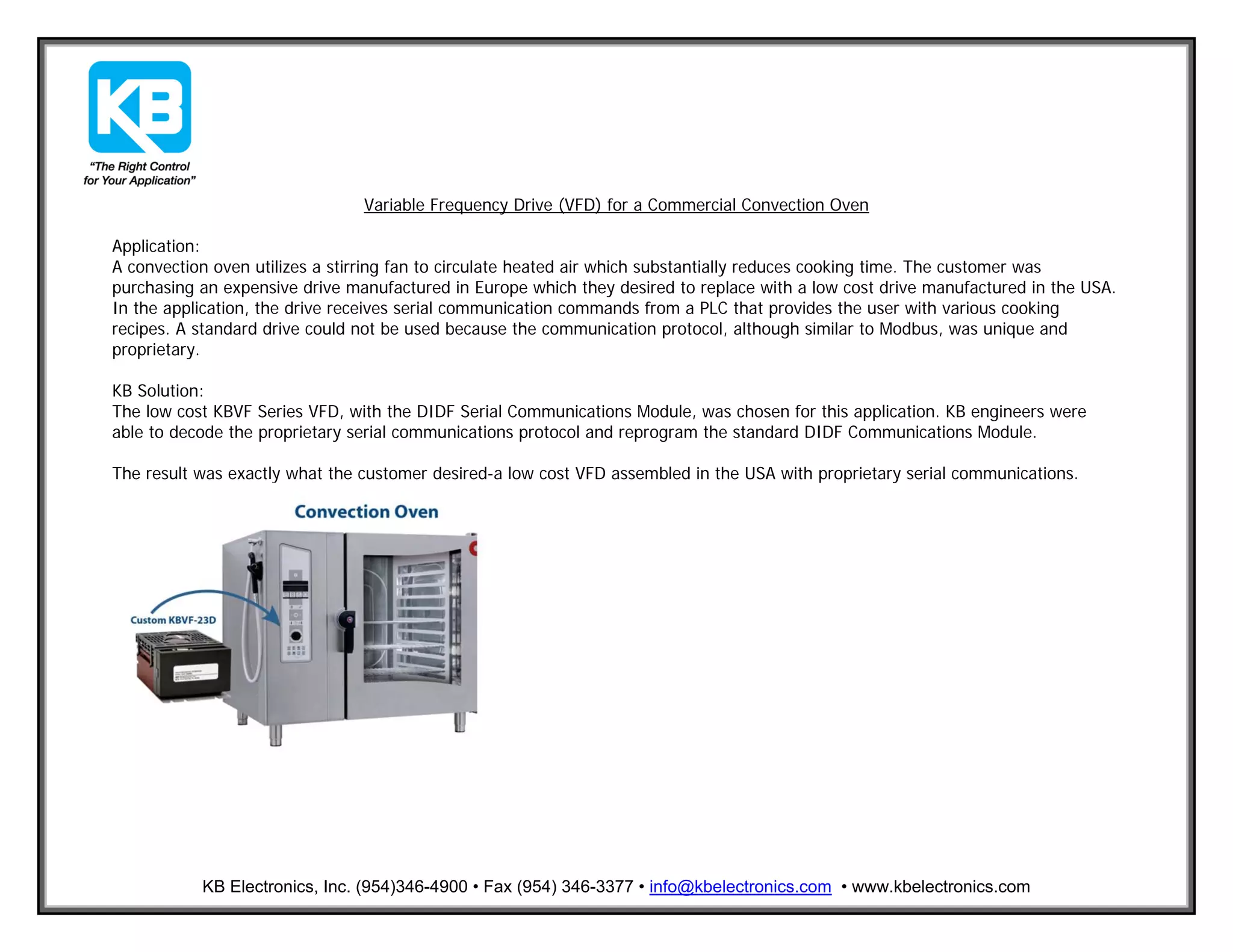 Variable frequency drive (vfd) for a commercial convection oven | PDF ...