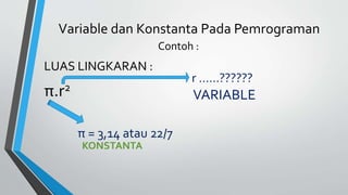 VARIABLE,KONSTANTA, DAN TIPE DATA untuk SMA.pptx