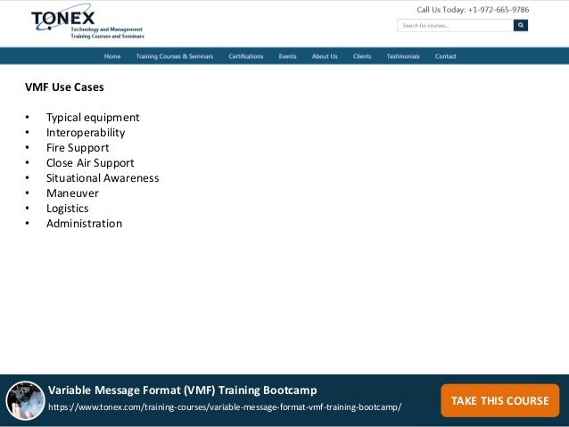 Variable Message Format Vmf Training Bootcamp