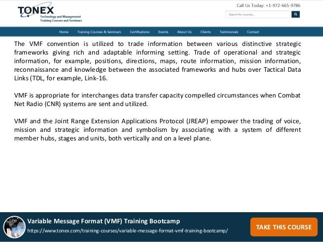 Variable Message Format Vmf Training Bootcamp