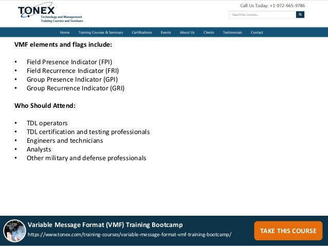 Variable Message Format Vmf Training Bootcamp