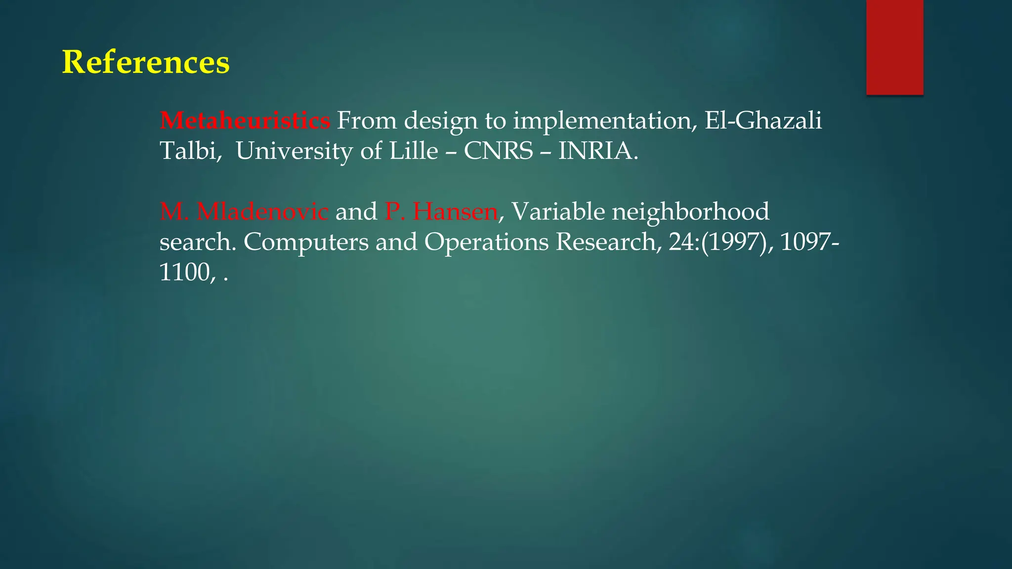Variable Neighborhood Search Meta Heuristics Pptx Computing Technology And Computing
