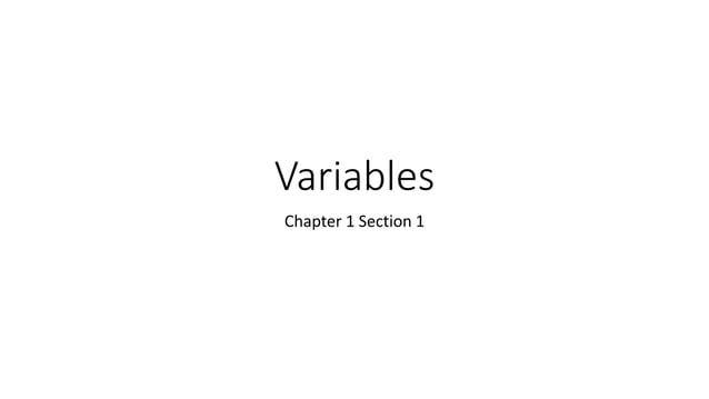 Variables | PPT