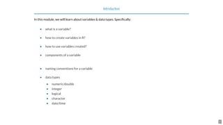 Variables & Data Types in R | PDF