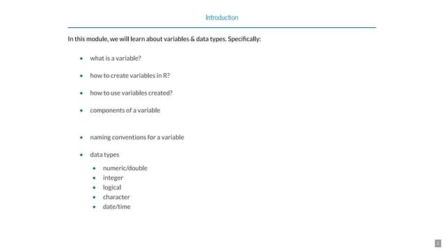 Variables & Data Types in R | PDF
