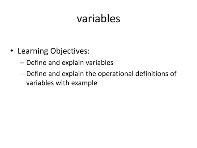 Variables: Types and Operational Definitions | PPTX | Science