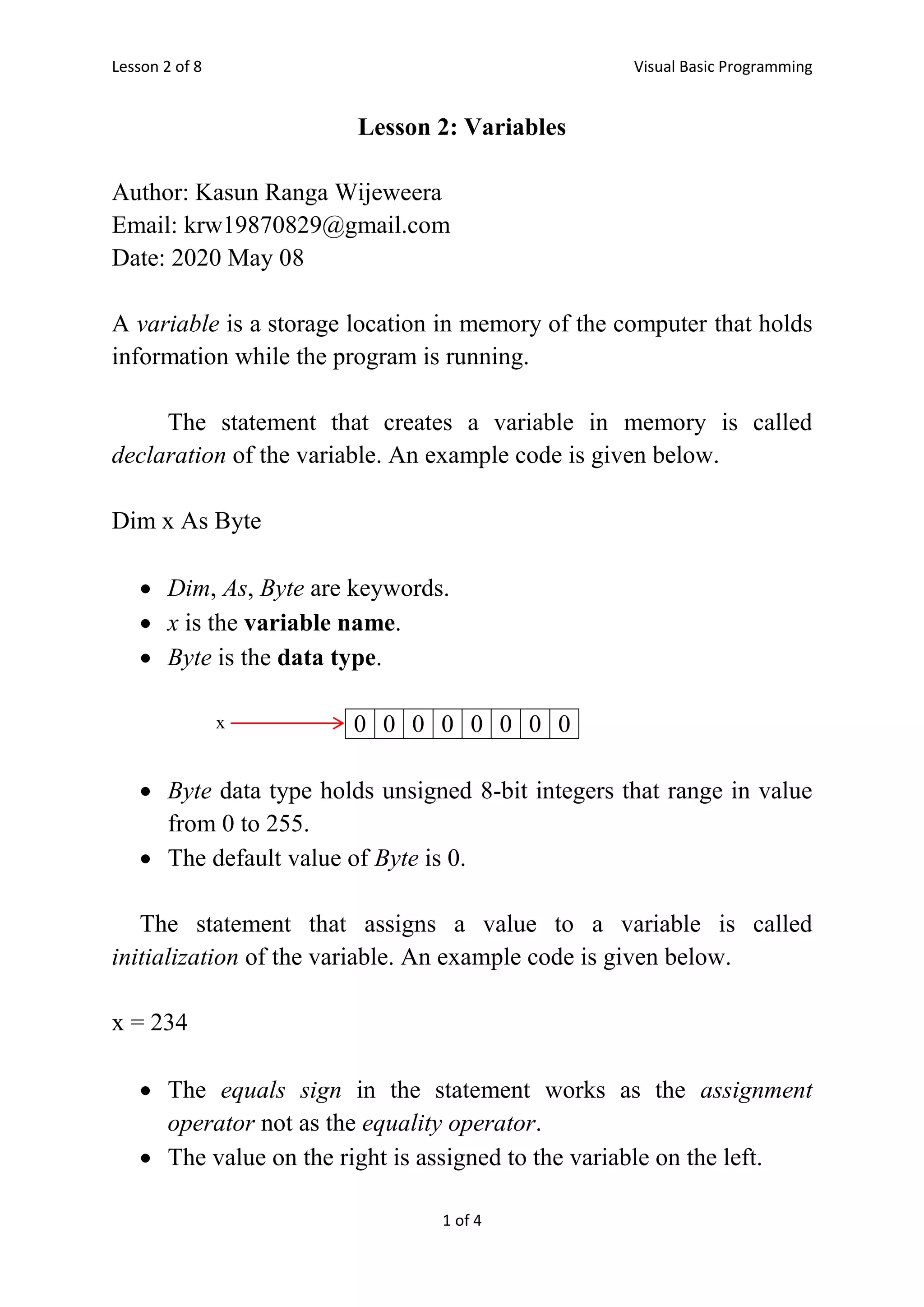 Variables in Visual Basic Programming | PDF Variables in Visual Basic Programming | PDF