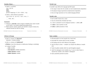 Variables: names, bindings, type, scope | PDF