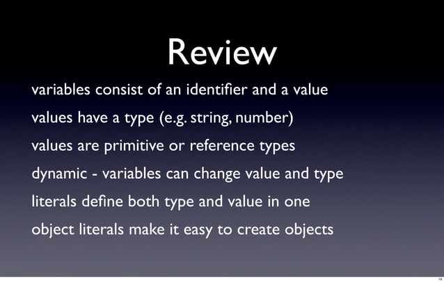 Javascript foundations: variables and types | PPT