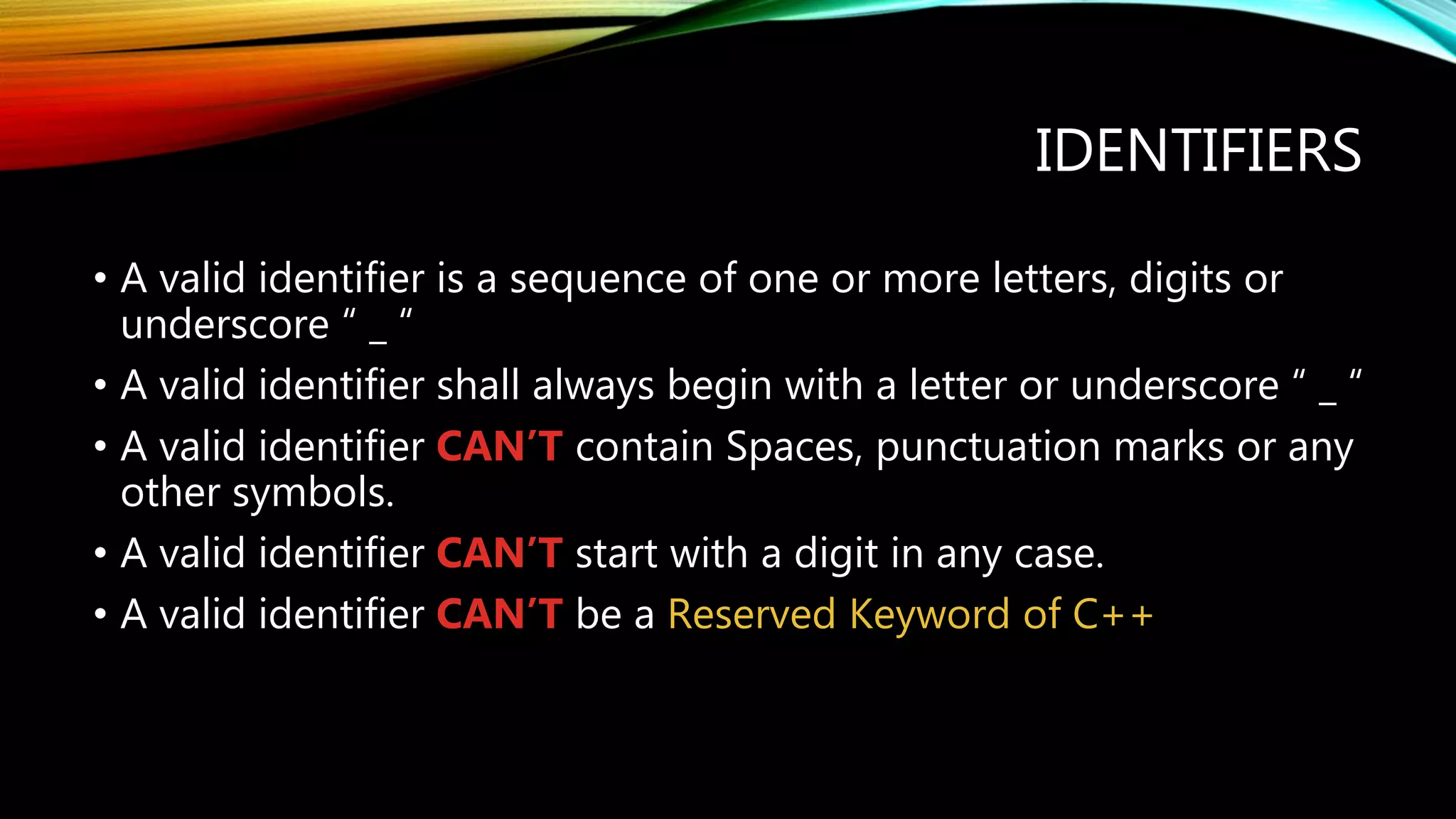 Variables And Data Types In C Pptx Programming Languages Computing