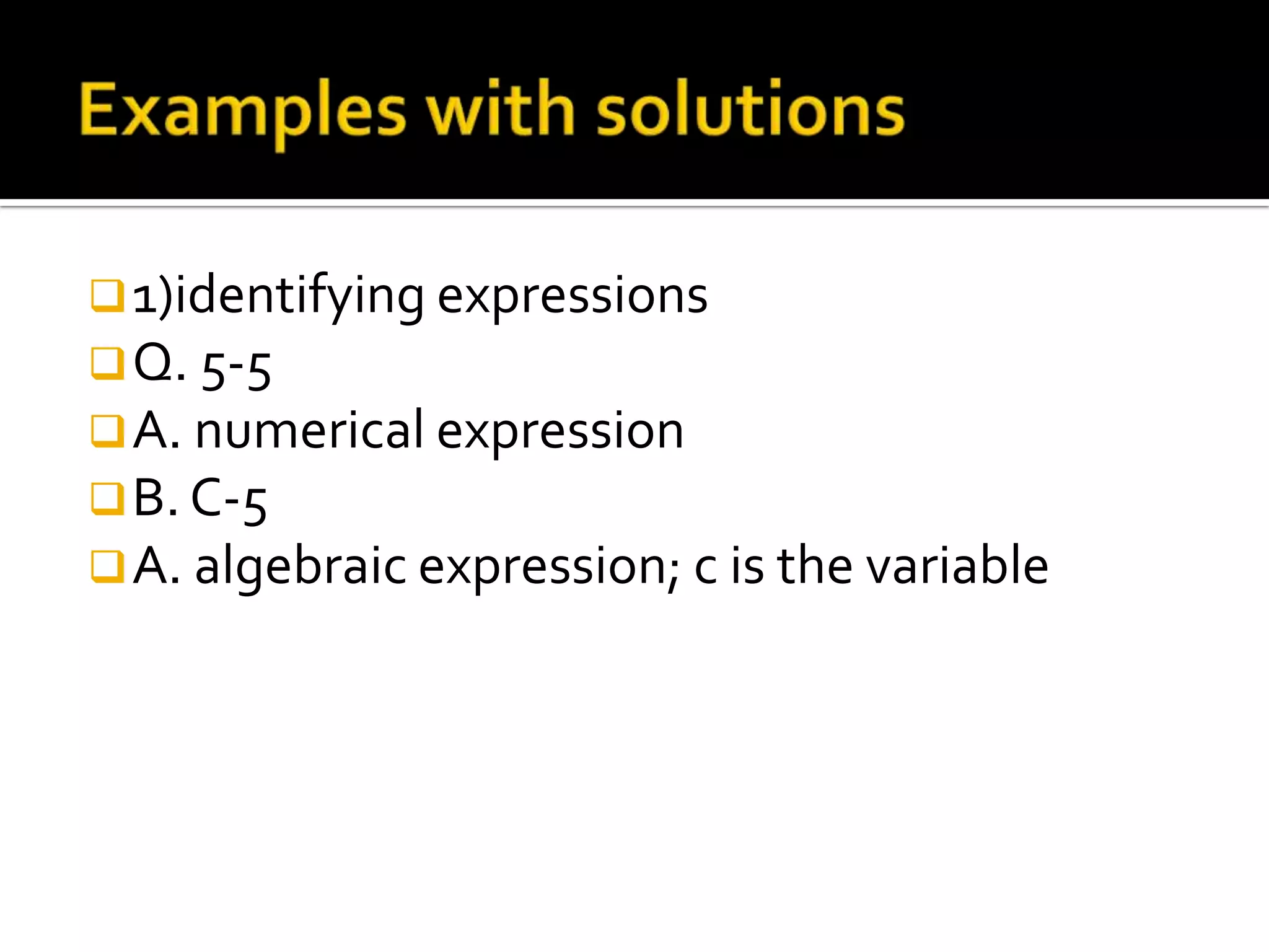 Variables and expressions | PPTX